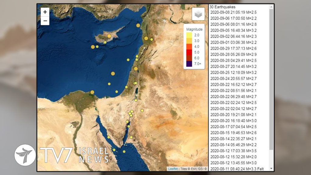 September earthquake count 2133 - so far - TV7 Israel News